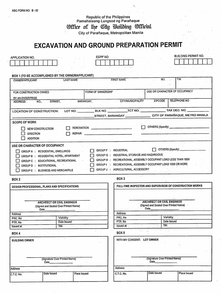 Excavation and Ground Preparation Permit Form | PDF