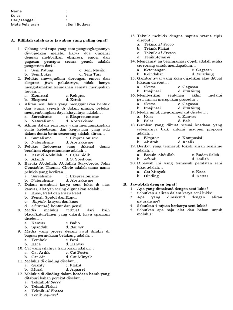 Soal Pts SBK | PDF | Fiksi Umum