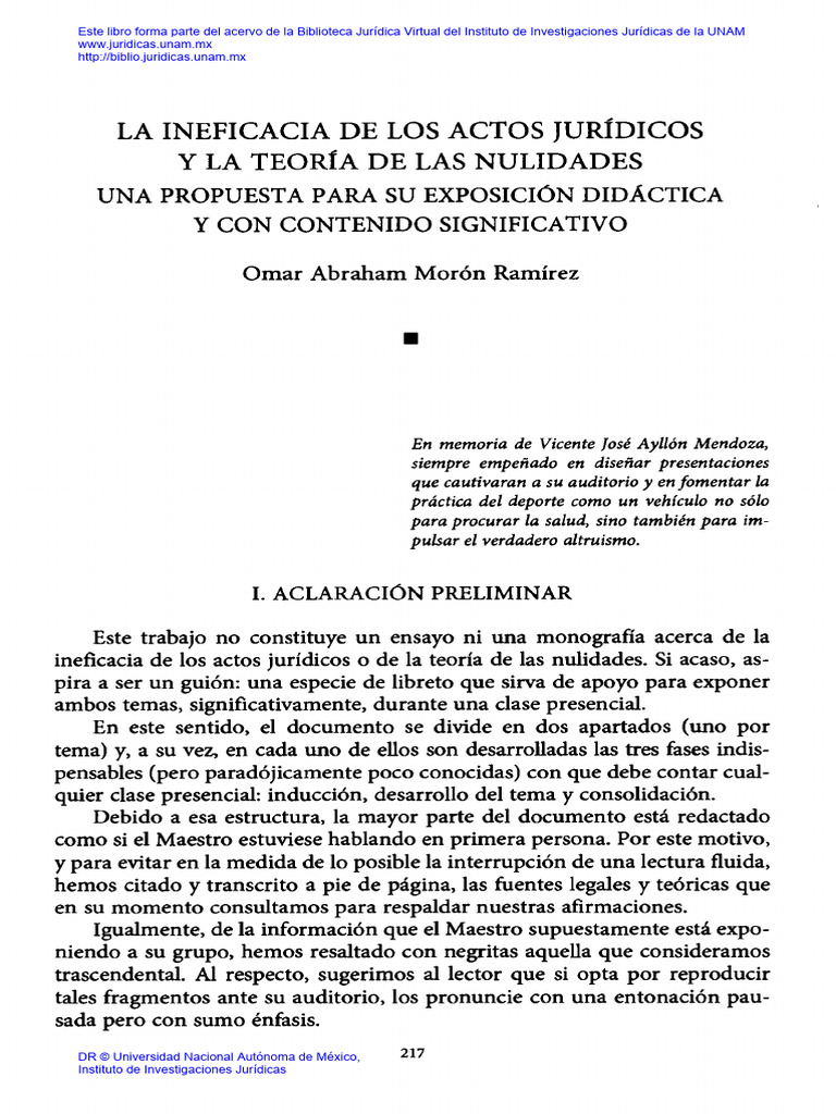 La Ineficacia de Los Actos Juridicos y La Teoria de Las Nulidades | PDF | Donación | Nulo (ley)