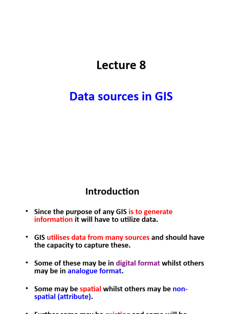 Lecture 8 Data Sources in GIS | PDF | Geographic Information System | Map