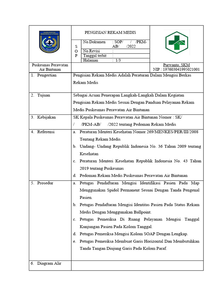 Prosedur Pengisian Rekam Medis Puskesmas | PDF