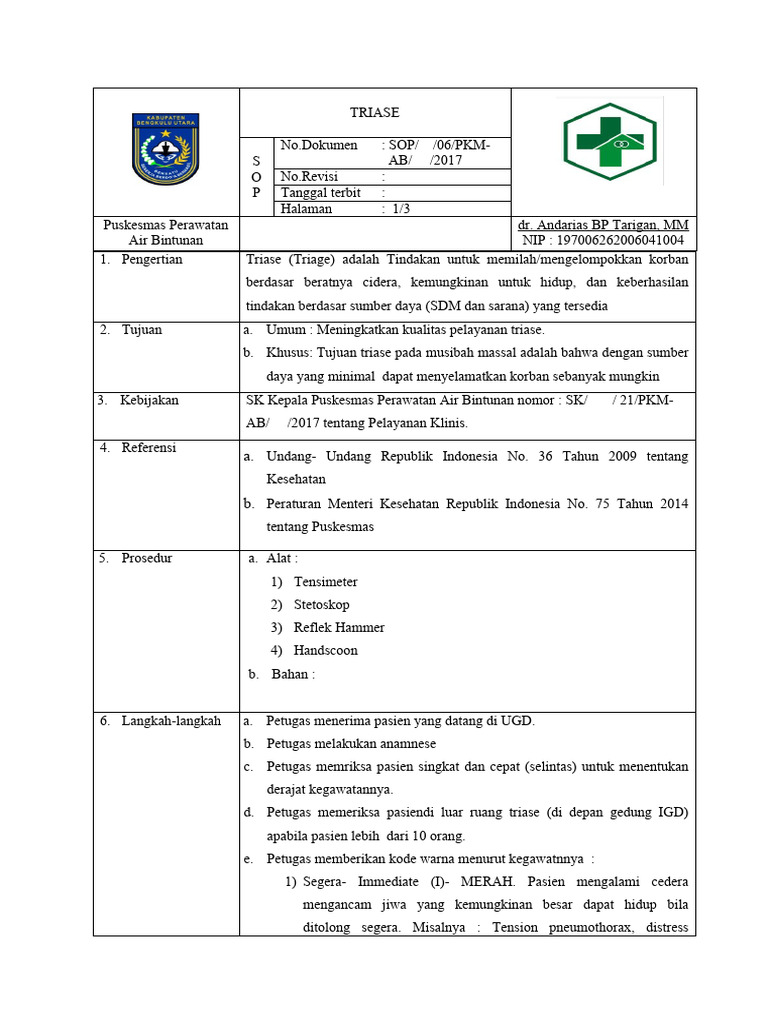 Sop Triase | PDF