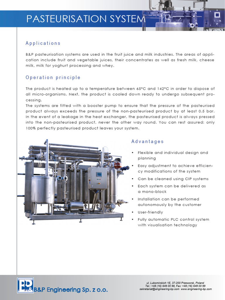 Pasteurizationsystems | PDF | Mechanical Engineering | Physical Sciences