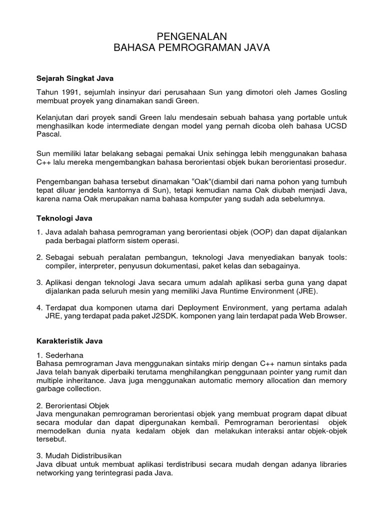 Pengenalan Bahasa Java | PDF