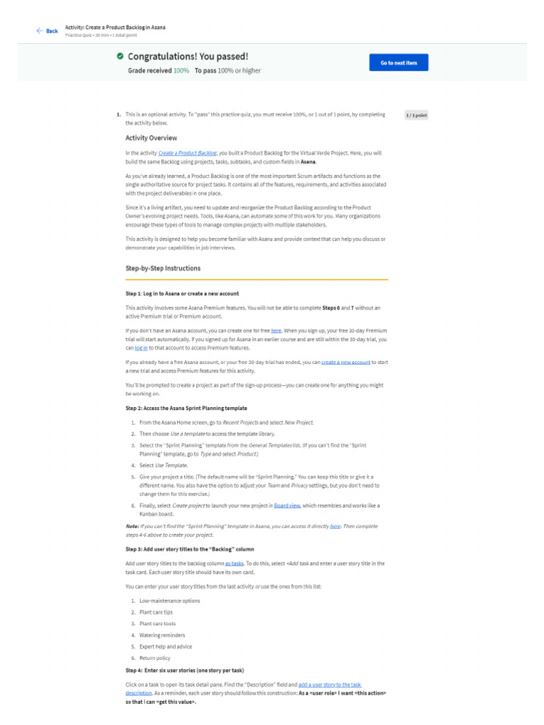 C5W3PQ3-Create A Product Backlog in Asana | PDF