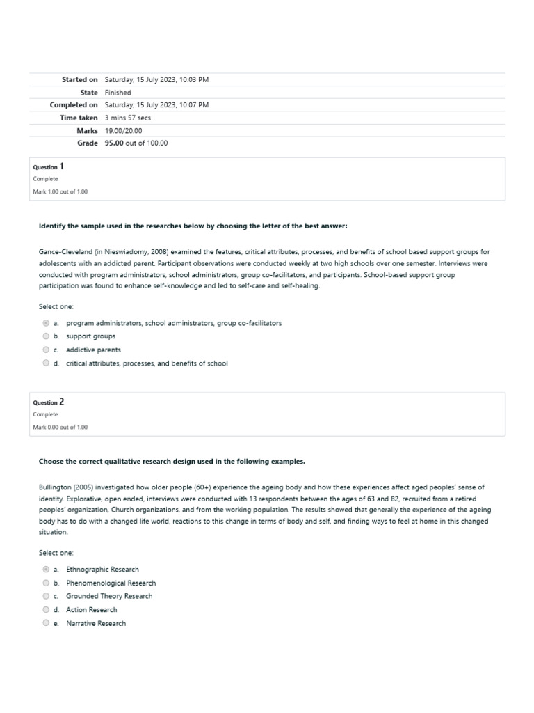 RSCH2111 Q2 Long Quiz 1 - Attempt Review | PDF