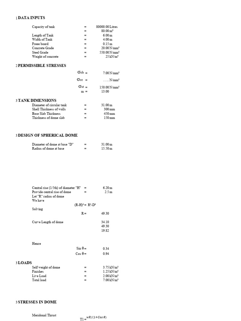 Rectangular Water Tank | Download Free PDF | Dome | Structural Engineering