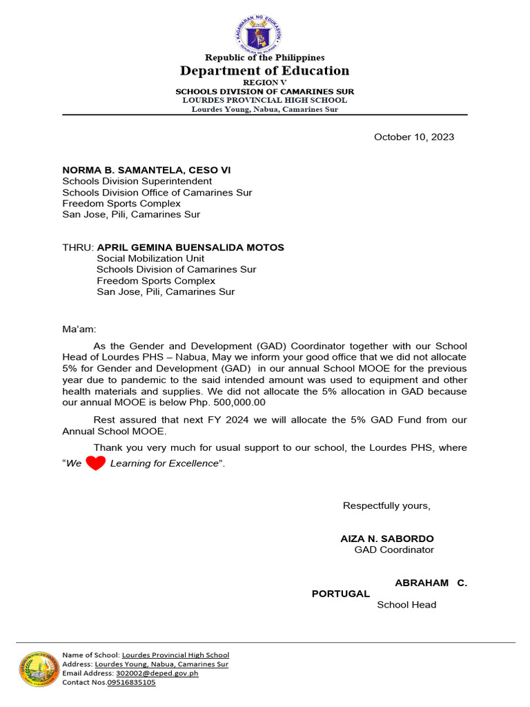 Letter Request GAD | PDF