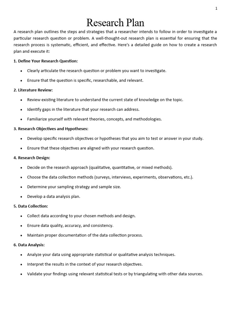 Research Plan | PDF | Methodology | Data