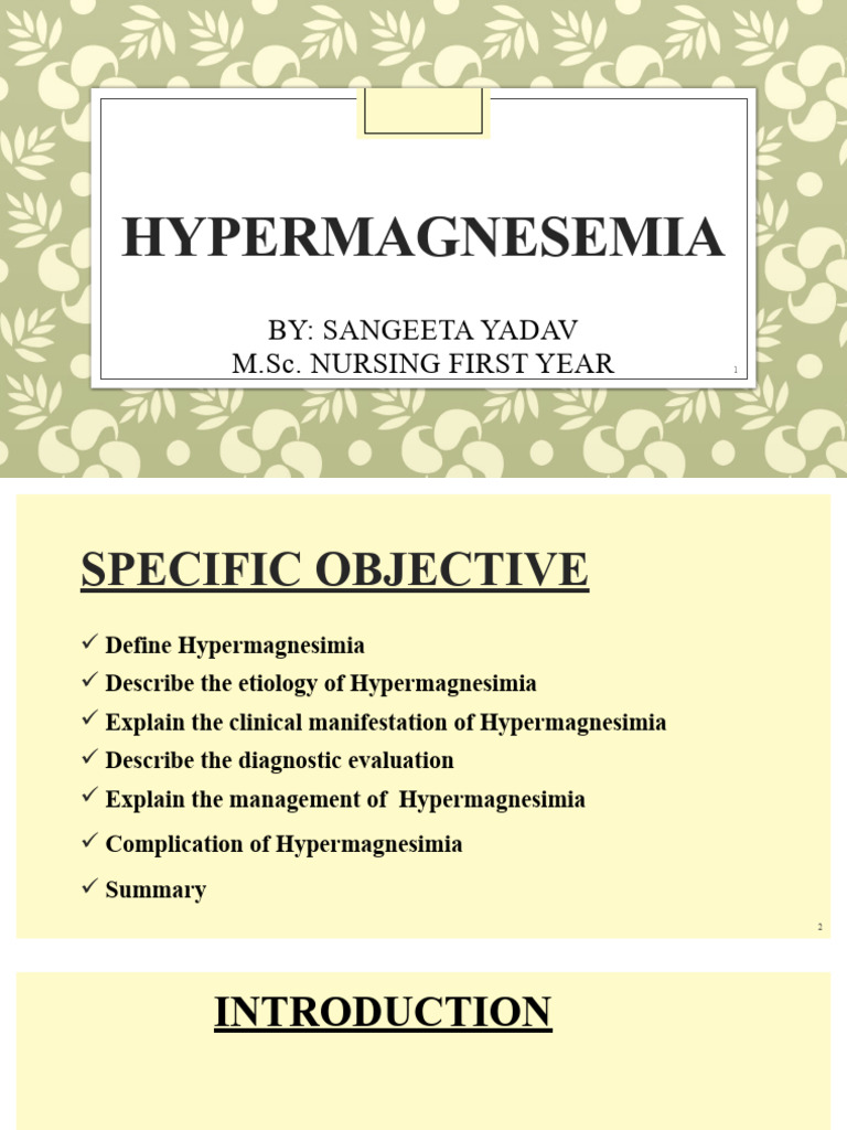 HYPERMAGNESEMIA | PDF