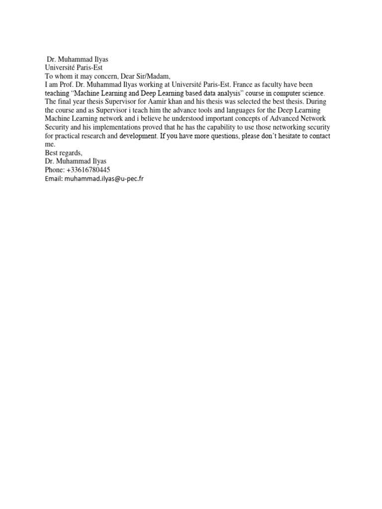 Recomendation Letter 1 | PDF