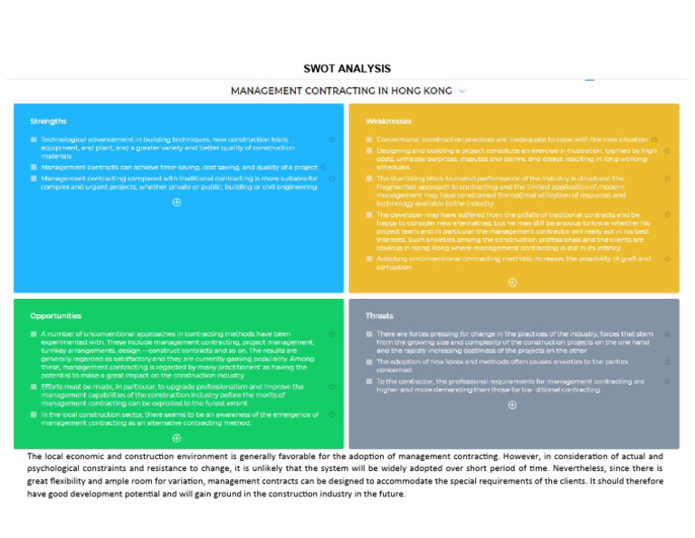 Management Contracting SWOT Analysis | PDF