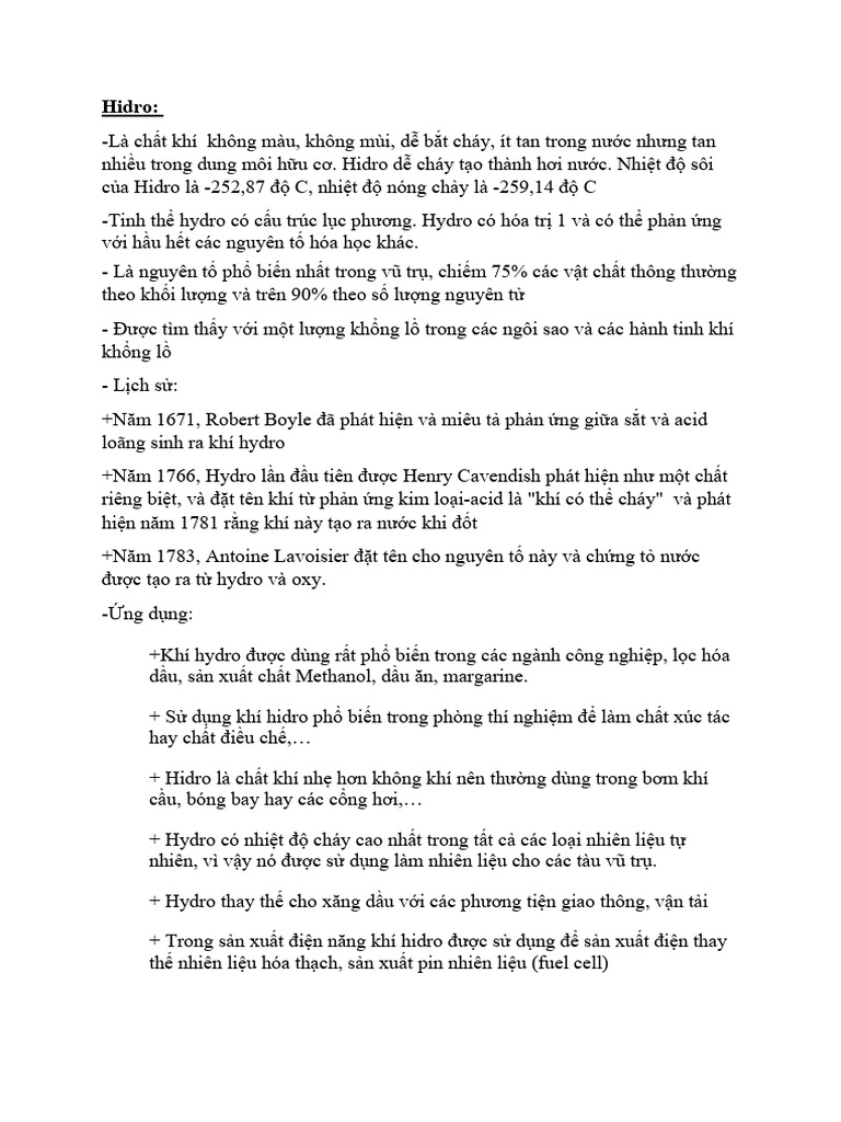 chuyên đề Hidro | PDF