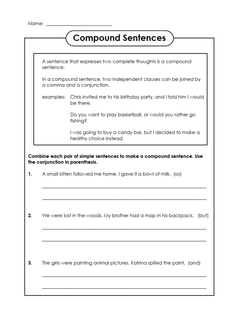 Compound and Complex Sentences Exercise | PDF