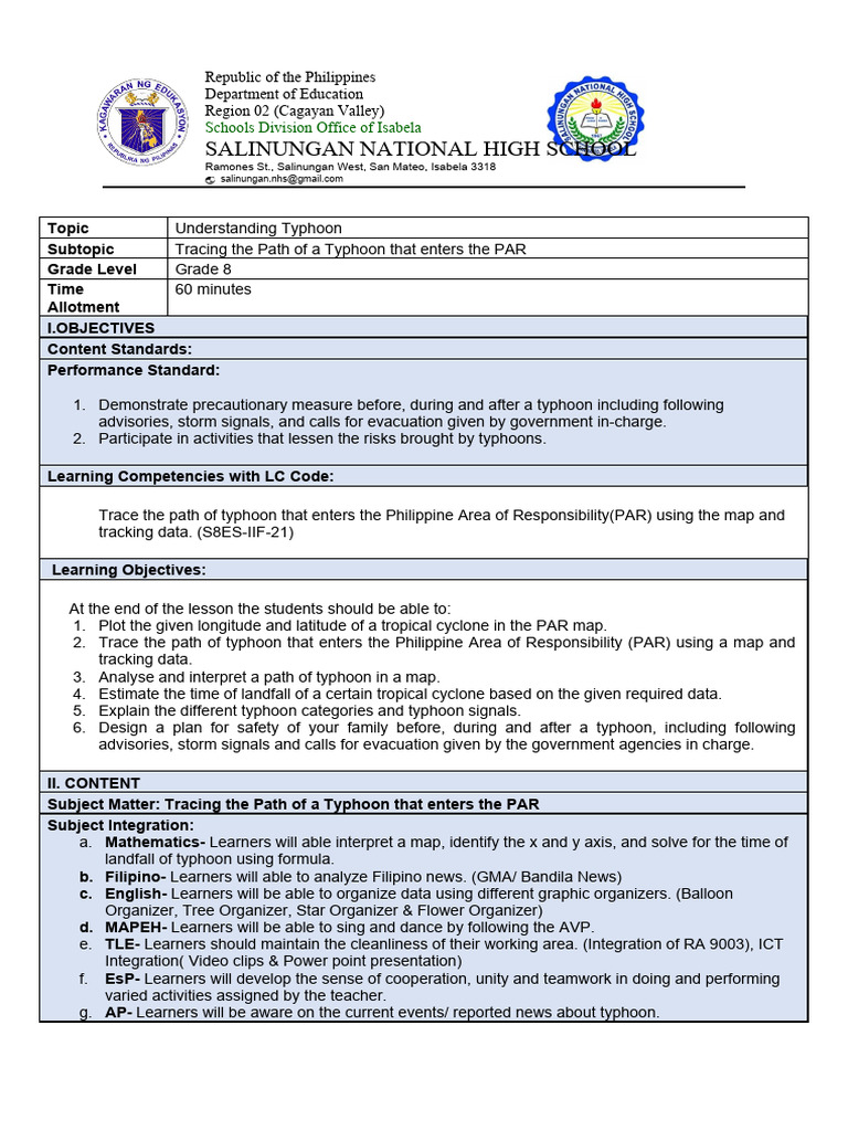 Demo Lesson Plan - Secondgrading | PDF | Tropical Cyclones | Typhoon