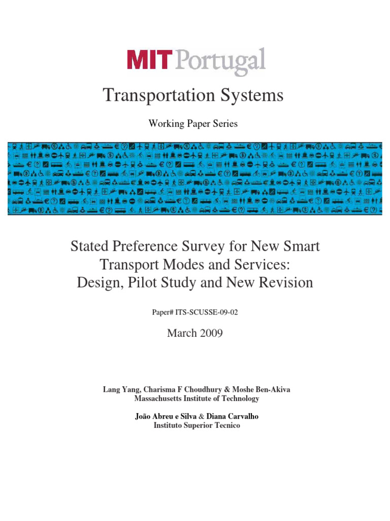 Stated Preference Surveyfor New Smart Transport Modesandservicesdesignpilotstudyandnewrevision ...