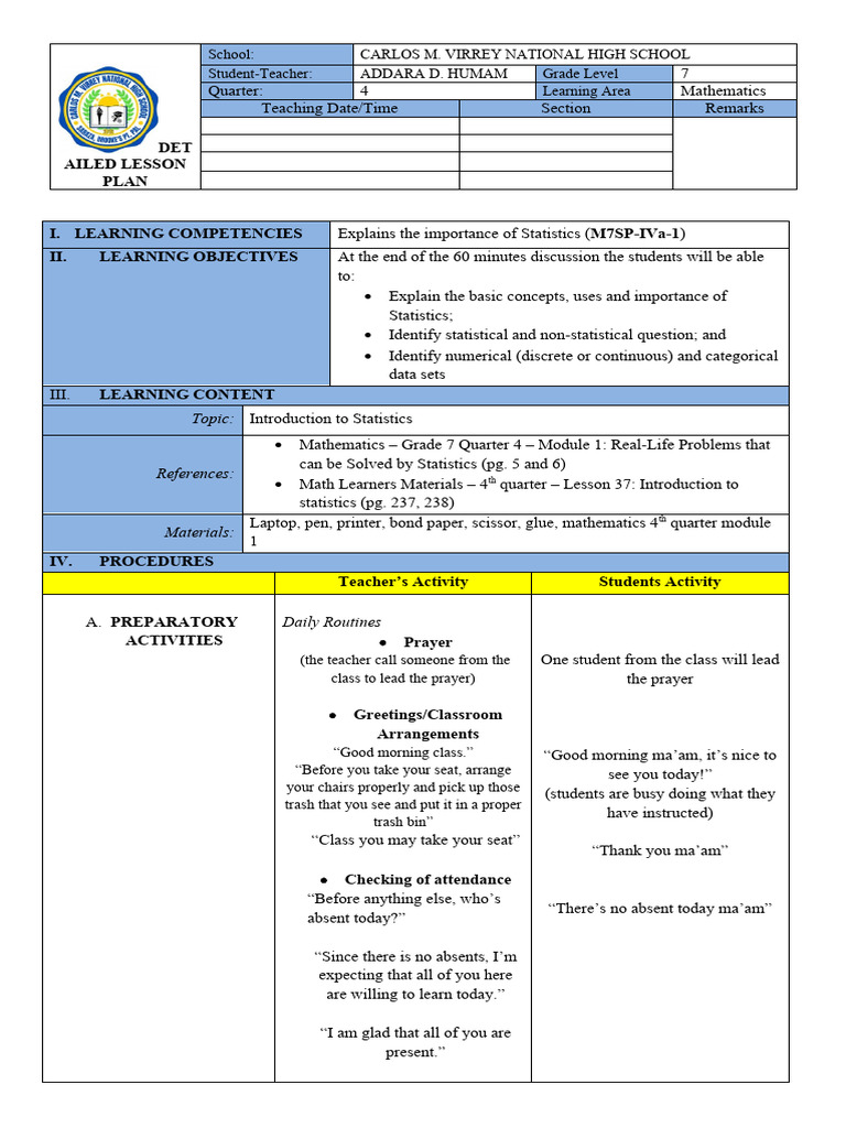 DLP Math 7 Final Demo Teaching | PDF