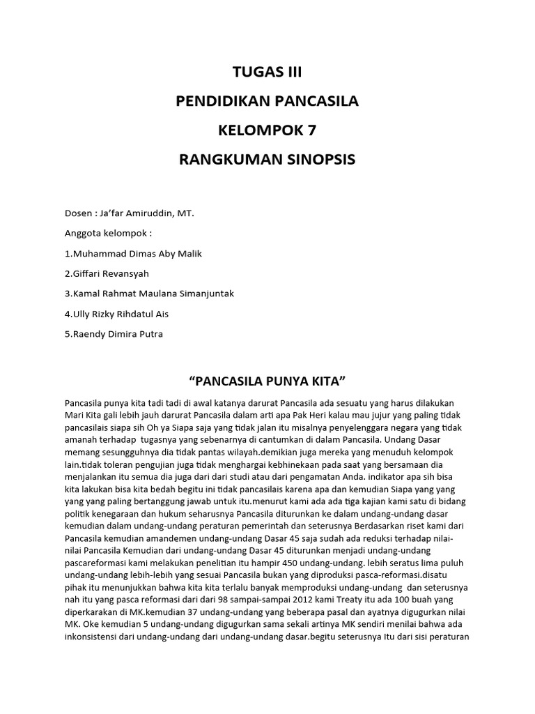Tugas Iii-Kelompok7-Pancasila Punya Kita | PDF