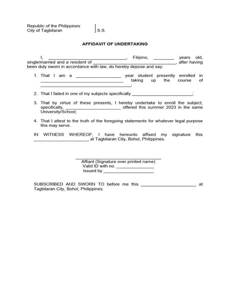 Aff of Undertaking Failed Subject | PDF