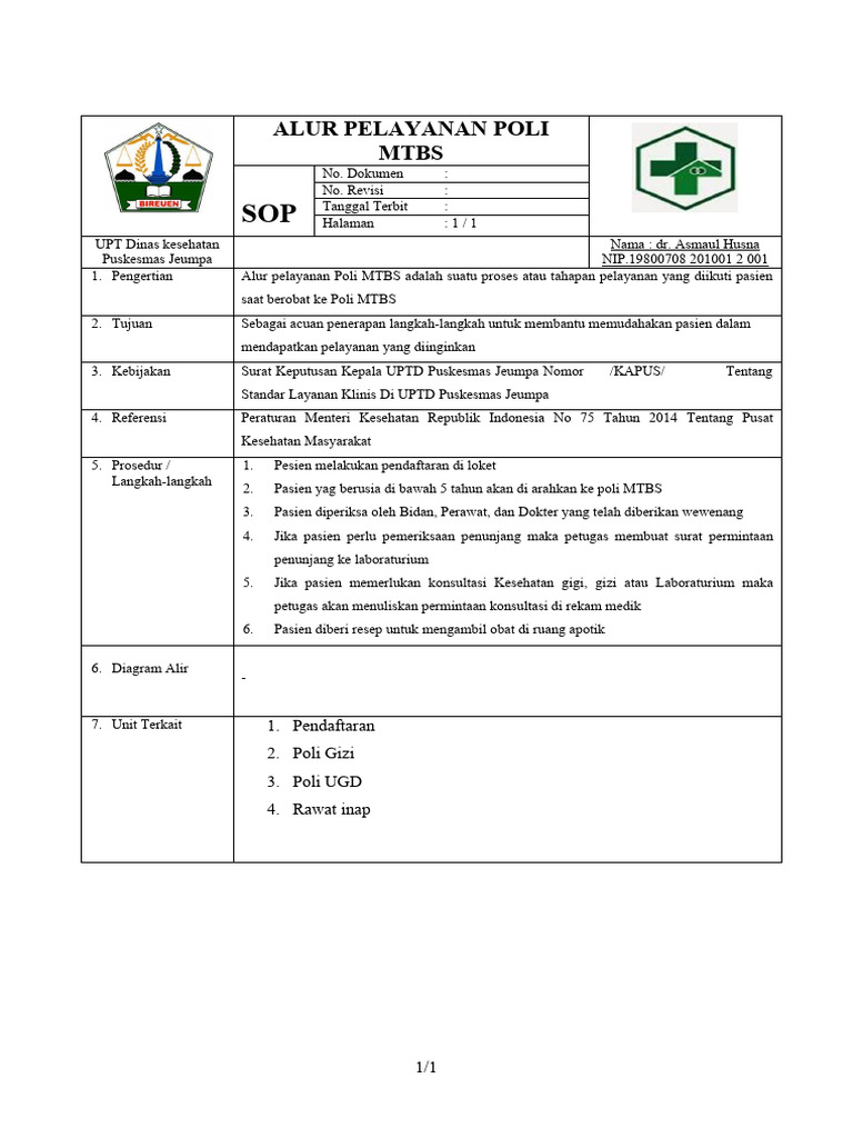 Sop Alur Pelayanan MTBS Lama | PDF