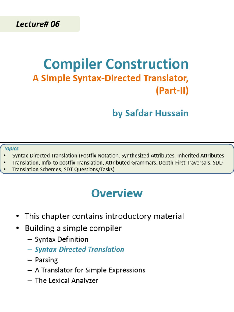 Lecture#6 - Chap#2 (Syntax Directed Translator (Part-II) ) | PDF | Syntax | Theoretical Computer ...