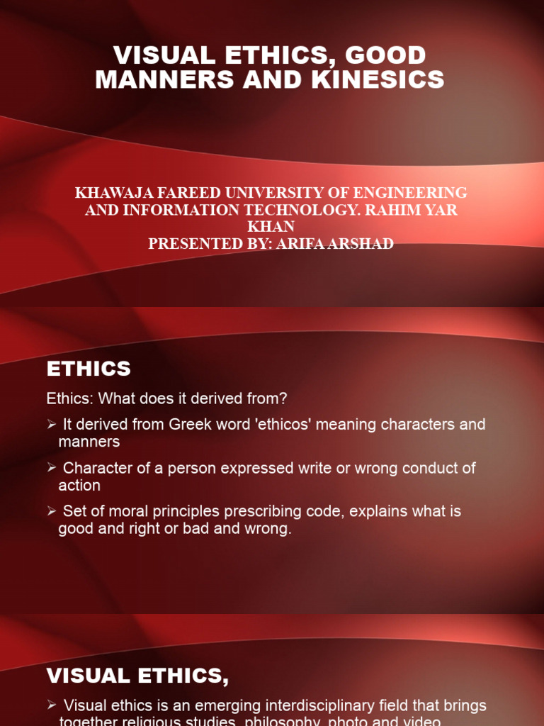 Visual Ethics, Good Manners and Kinesics | PDF | Fashion | Nonverbal ...
