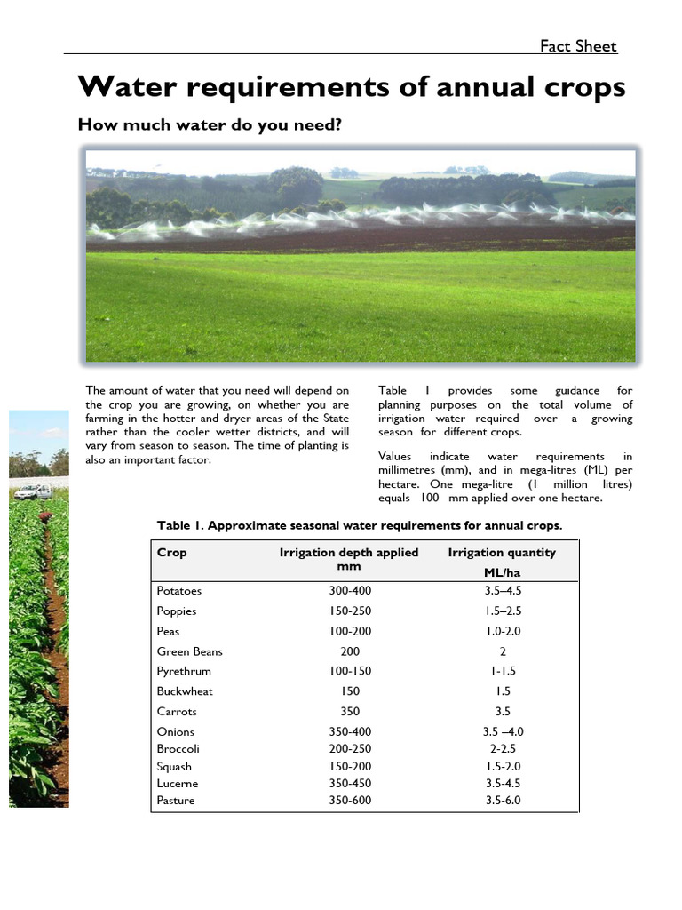 Water-Requirements of Annual Crops-Factsheet | PDF | Irrigation ...