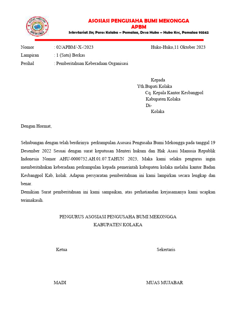 Surat Ke Kesbangpol Pdf