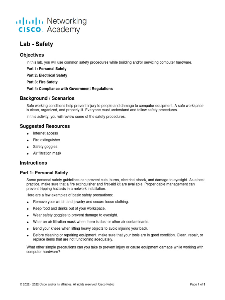 Lab - Safety: Objectives | PDF | Occupational Safety And Health | Safety