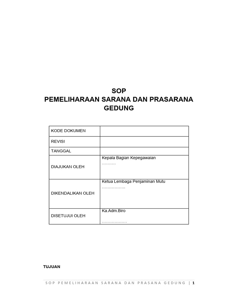 Contoh SOP Sarpras | PDF | Griya & Taman