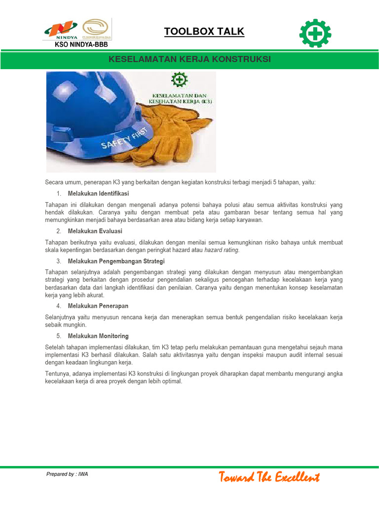 TBT - Keselamatan Kerja Konstruksi | PDF