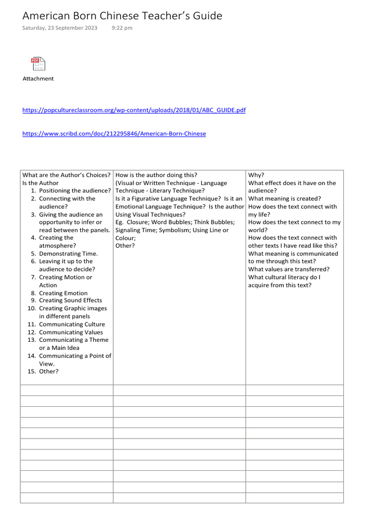 Analyzing Author Choices in "American Born Chinese" | PDF