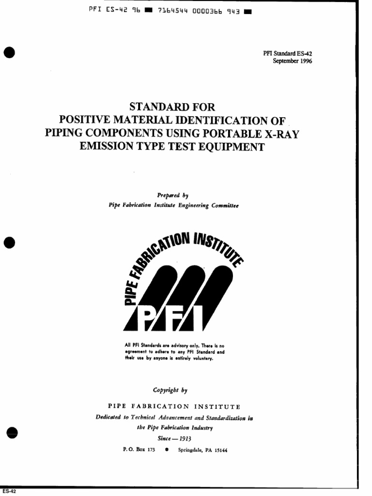 PFI ES 42 1996 Standard For Positive | PDF | Construction | Welding