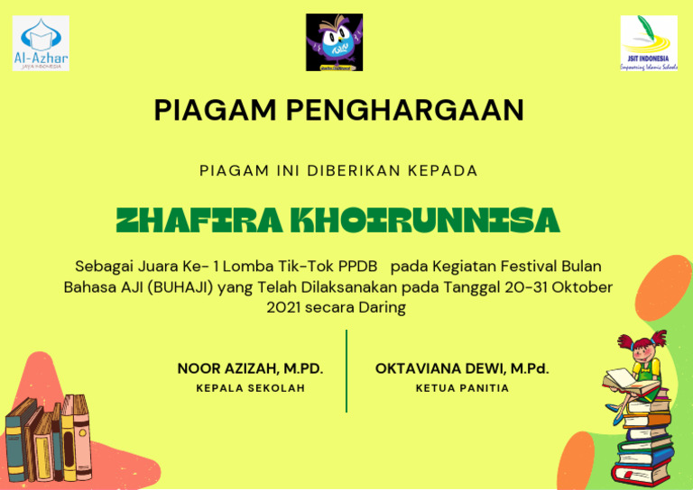 Piagam Penghargaan Neon Tebal Dan Seru Oranye Dan Kuning | PDF