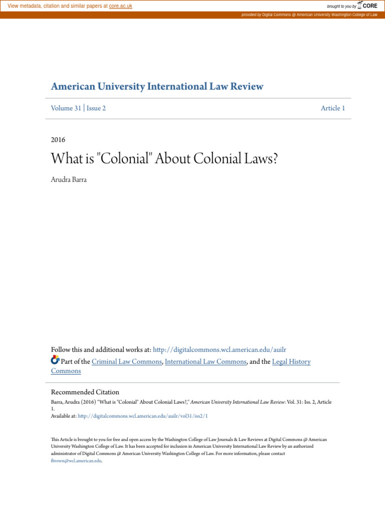 Colonial Laws | PDF | British Raj | Postcolonialism