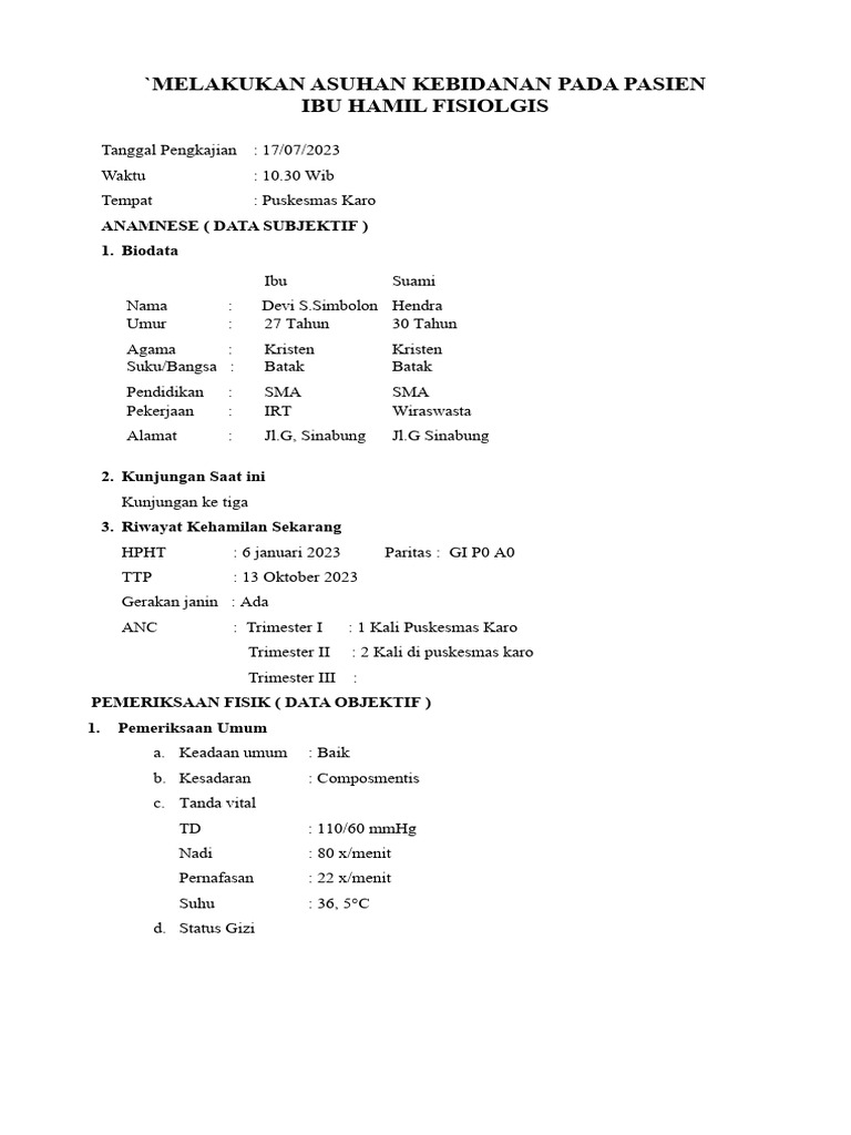 TPP 2 Juli 2023 Melakukan Askeb Ibu Hamil Fisiologis | PDF