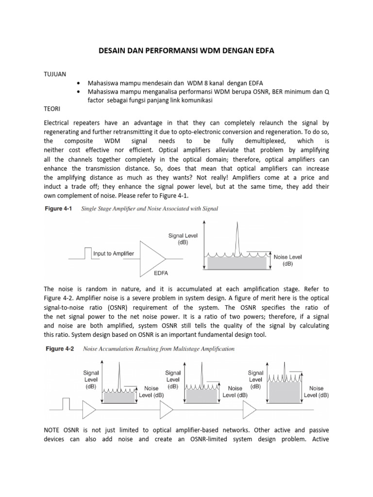 Design WDM - Edfa | PDF | Wavelength Division Multiplexing | Fiber Optic Communication