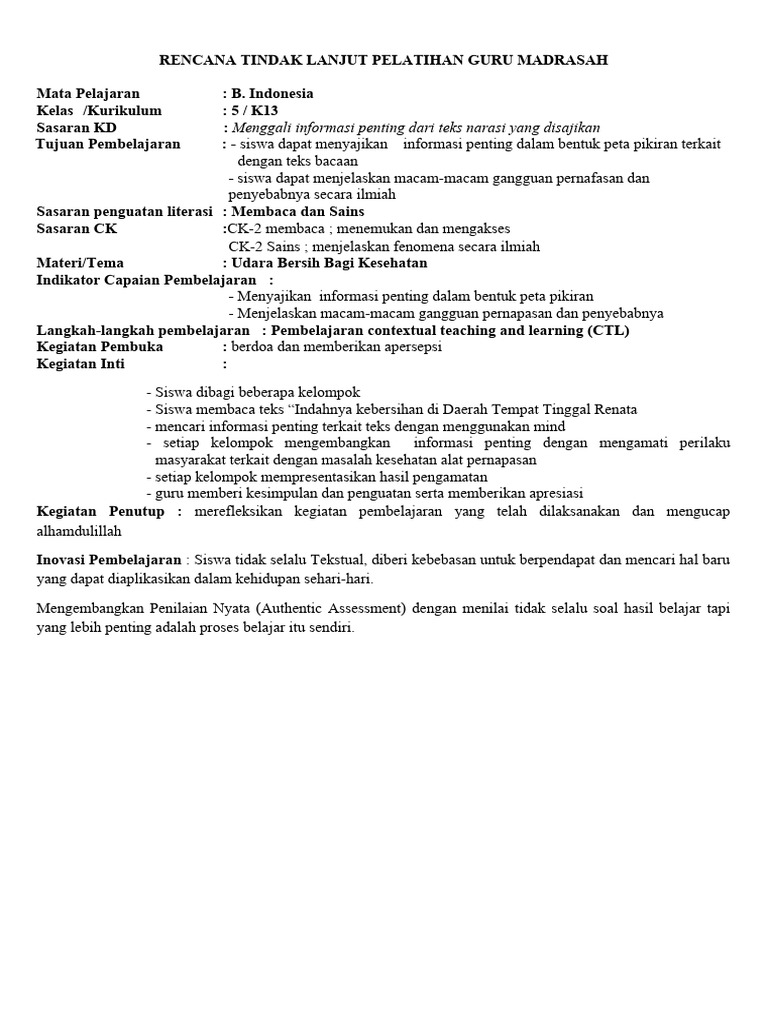 Pembelajaran CTL Bahasa Indonesia Kelas 5 | PDF | Sains & Matematika