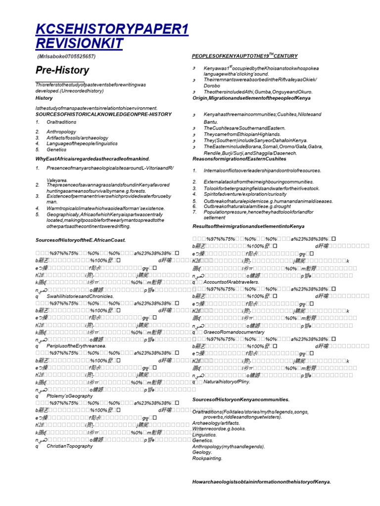 KCSE History Paper 1 Revision Notes | PDF | Kenya | Africa