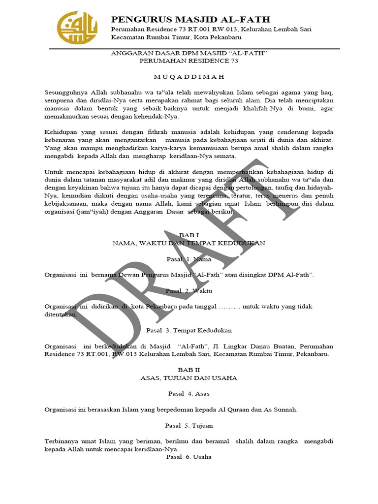 DRAFT AD ART MASJID | PDF