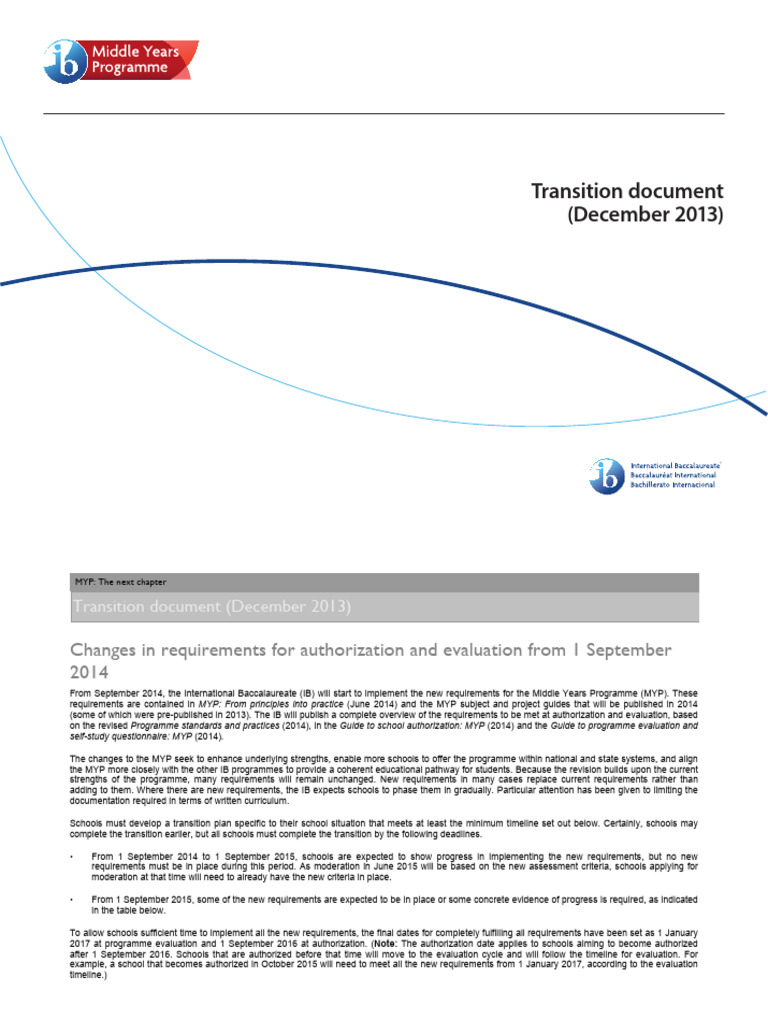 MYP Transition Document - Dec 2013 | PDF | Educational Assessment ...