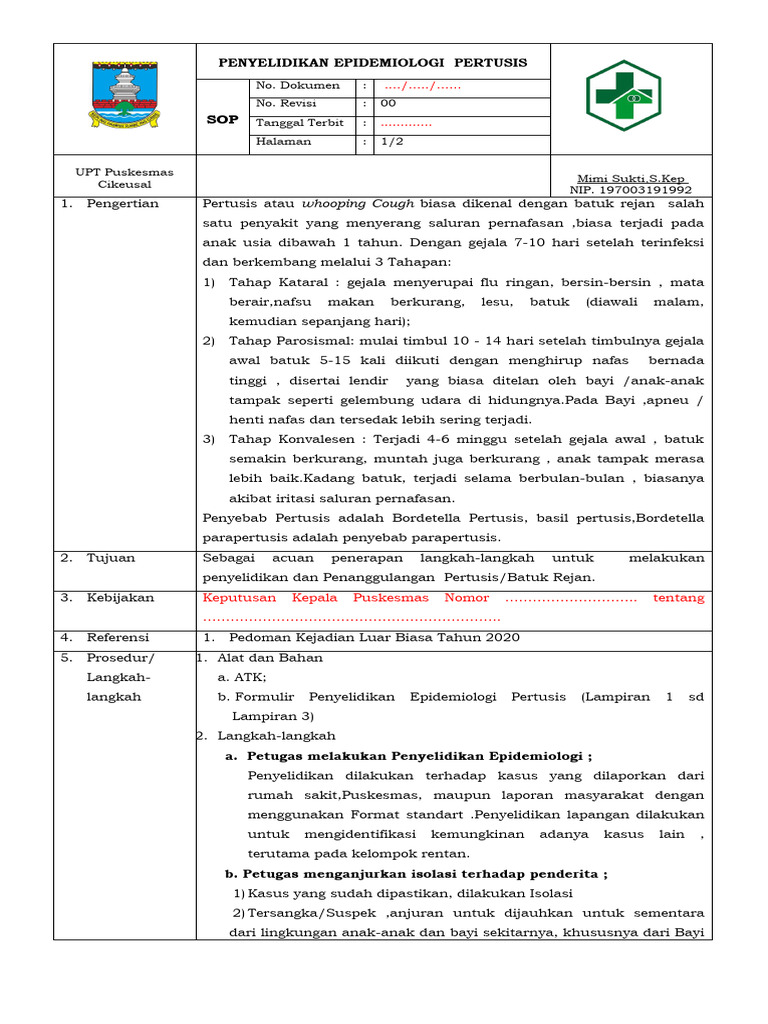 Sop Pe Pertusis Fix | PDF