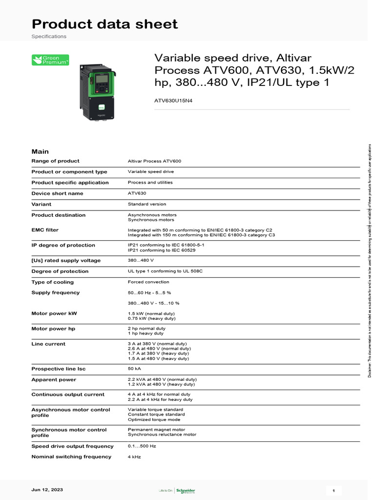 Altivar Process ATV600 Drive Specs | PDF | Electric Motor | Relay