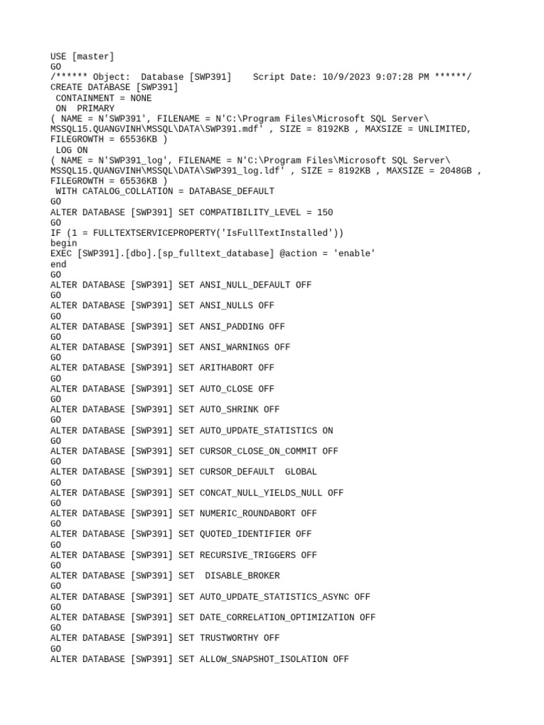 USE (Master) | PDF | Microsoft Sql Server | Databases USE (Master) | PDF | Microsoft Sql Server | Databases