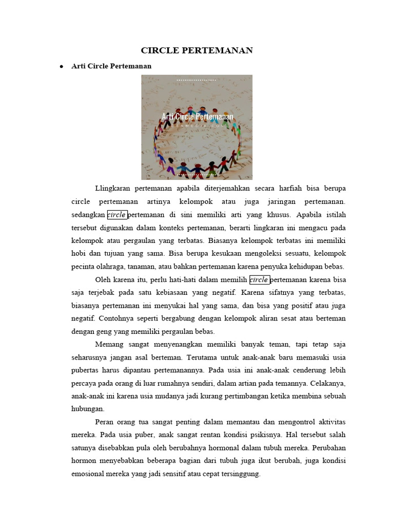 Arti dan Ciri Circle Pertemanan | PDF | Karier & Perkembangan ...