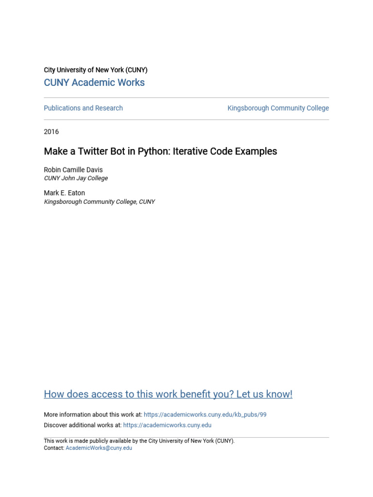 Make A Twitter Bot in Python - Iterative Code Examples | PDF | Command ... Make A Twitter Bot in Python - Iterative Code Examples | PDF | Command ...
