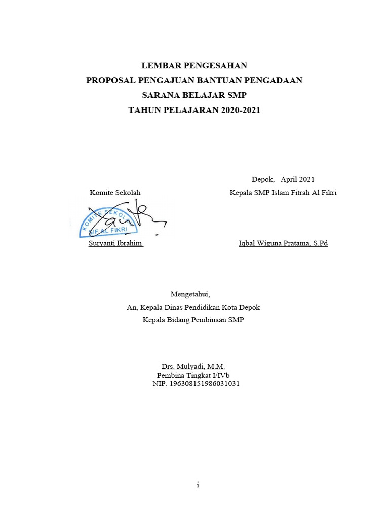 Proposal Pengadaan Sarana Lab IPA & Perpus SMP 2021 | PDF