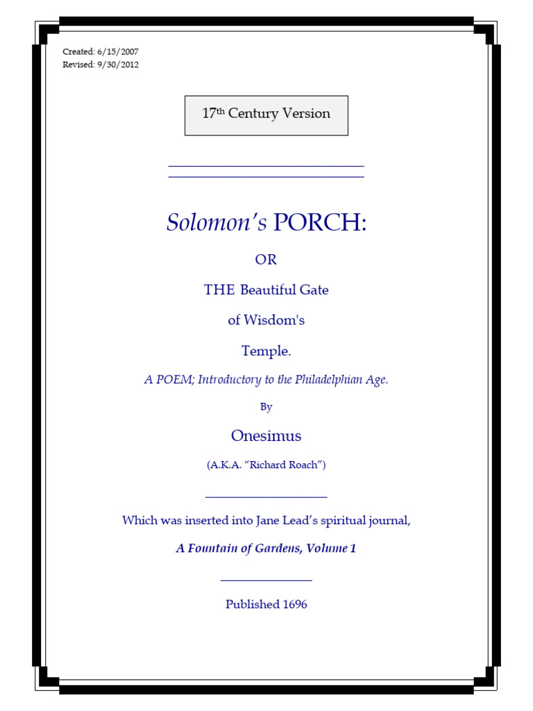 Solomon's Porch by Richard Roach | PDF | Heaven | Glory (Religion)