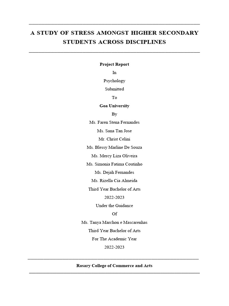 New Main Project File Pdf Stress Biology Psychological Concepts 