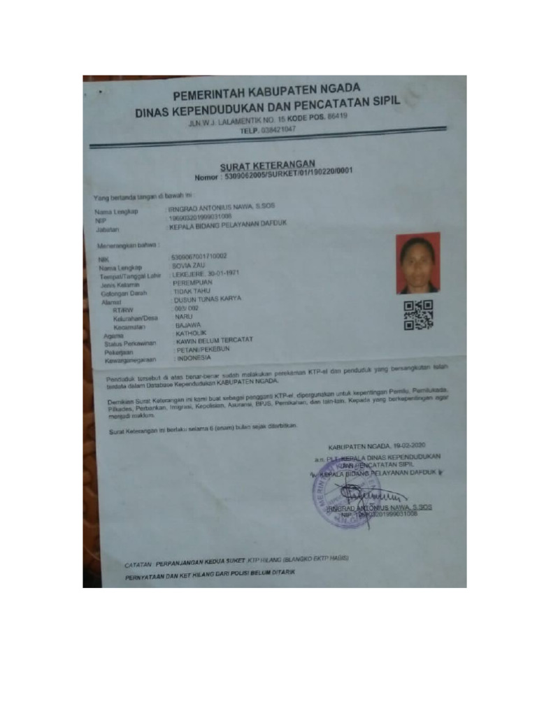 Surat Keterangan Ktp Irngrat Nawa Docx | PDF
